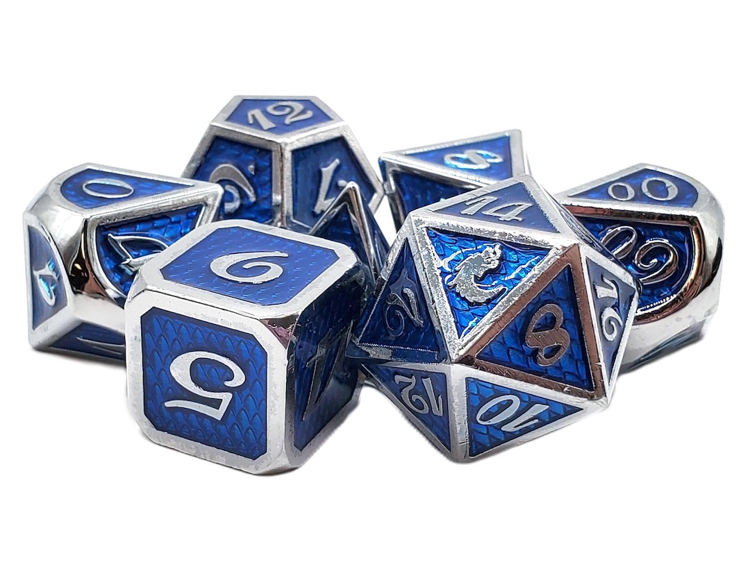 Dragon Scale - Blue - Old School 7 Piece Dnd RPG Metal Dice Set - Etsy