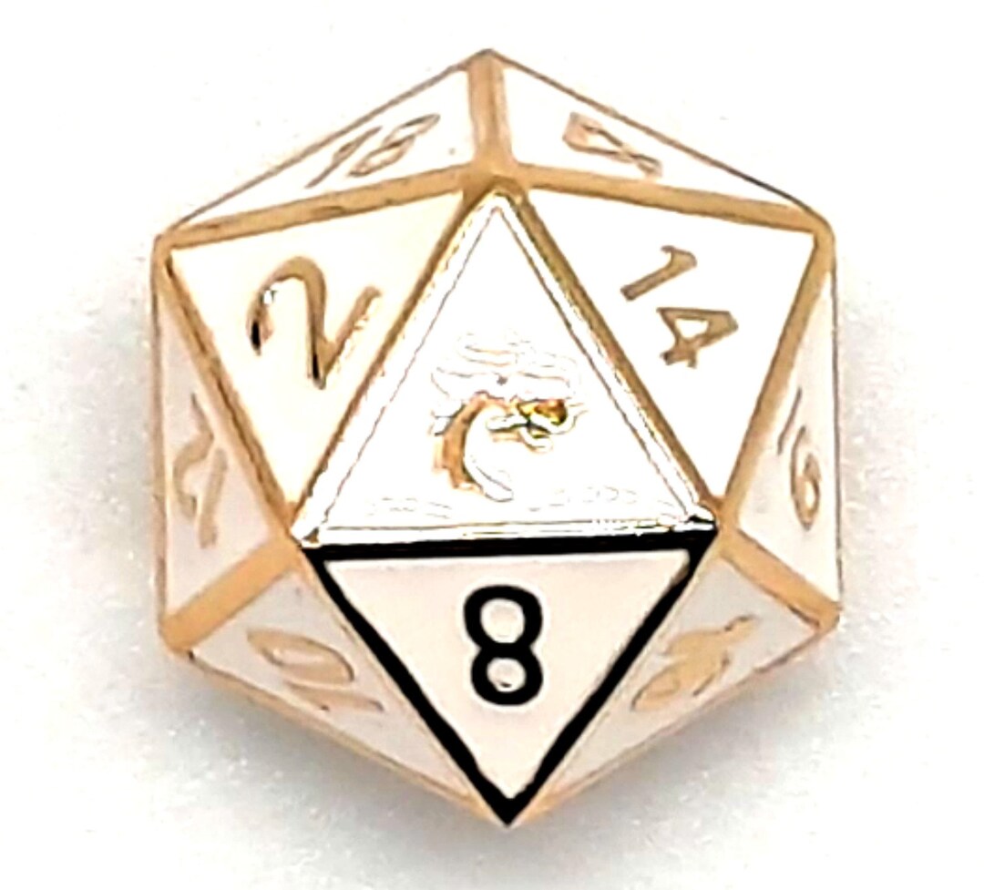 Old School Dnd Rpg Metal D20: Elven Forged White W/ Gold - Etsy