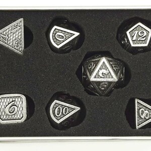Dragon Scale - Ancient Silver Old School 7 Piece Dnd RPG Metal Dice Set ...