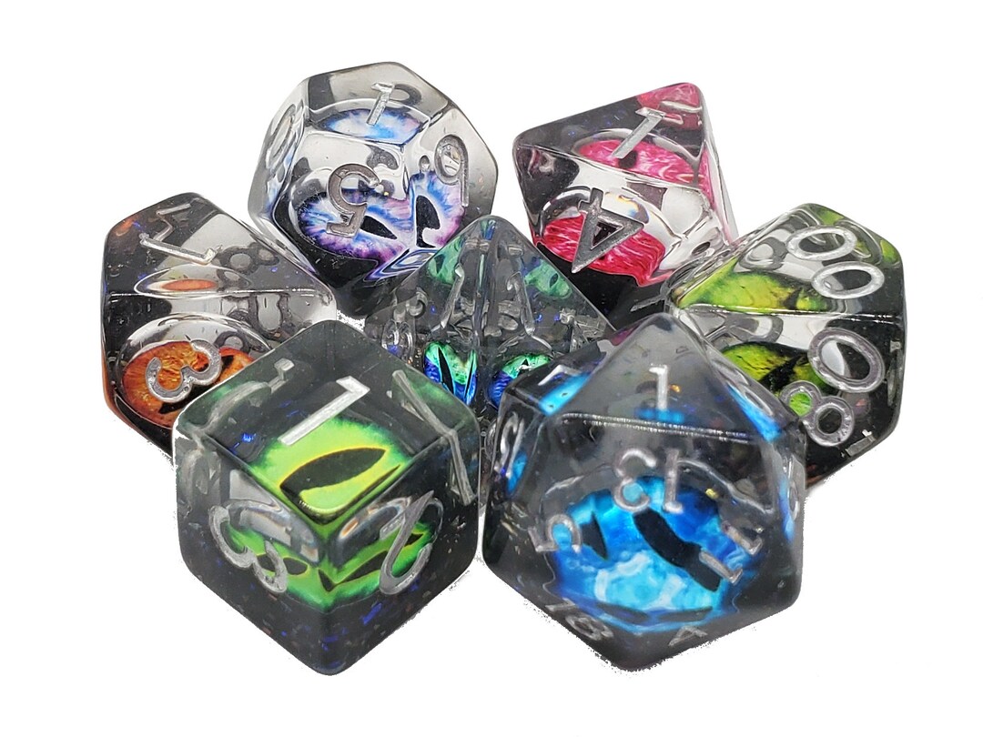 Dragon Eye - Spectral - Old School 7 Piece Dnd RPG Dice Set - Etsy