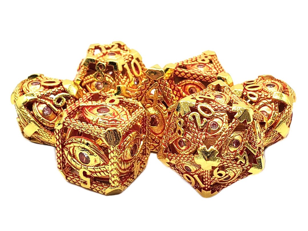 All Seeing Eye - Hollow Metal Dice - Gold W/ Red Rhinestone - Old ...