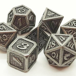 Dragon Scale Ancient Silver Old School 7 Piece Dnd RPG Metal - Etsy