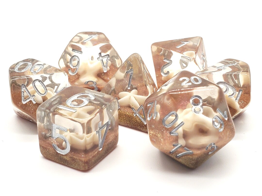 Animal Kingdom Brown Starfish Sand Old School 7 Piece Dnd RPG Dice Set ...