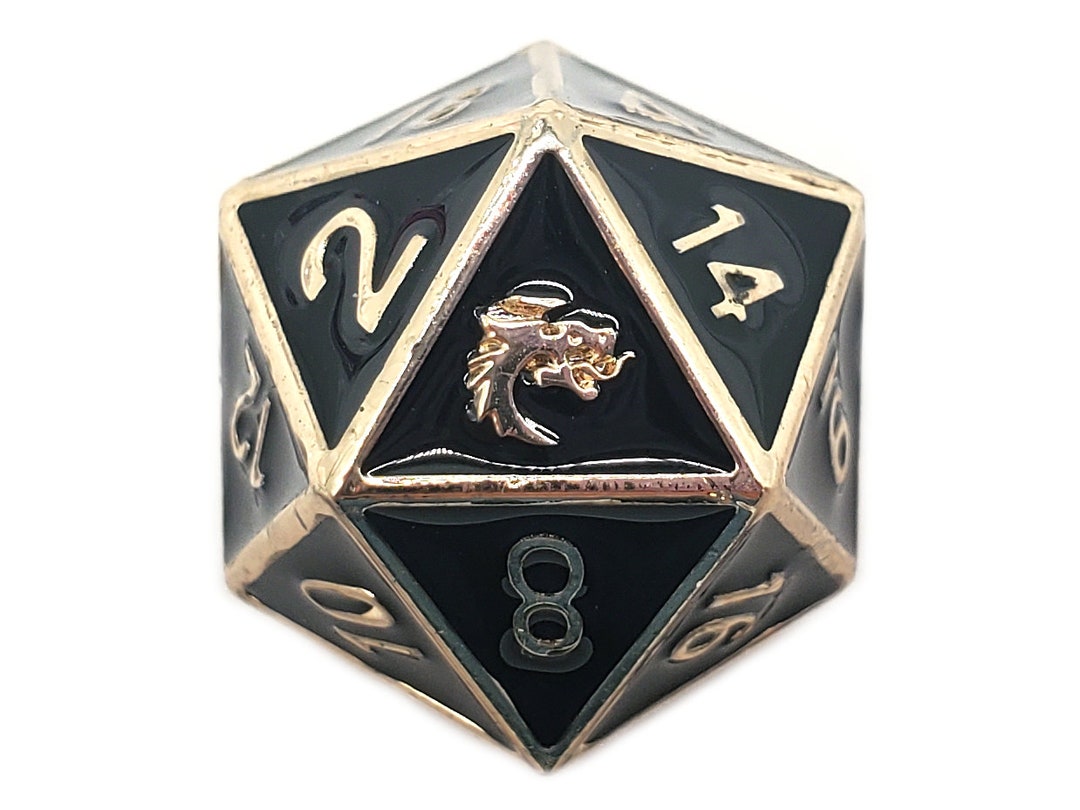 Old School Dnd Rpg Metal D20: Elven Forged - Black W/ Gold - Etsy