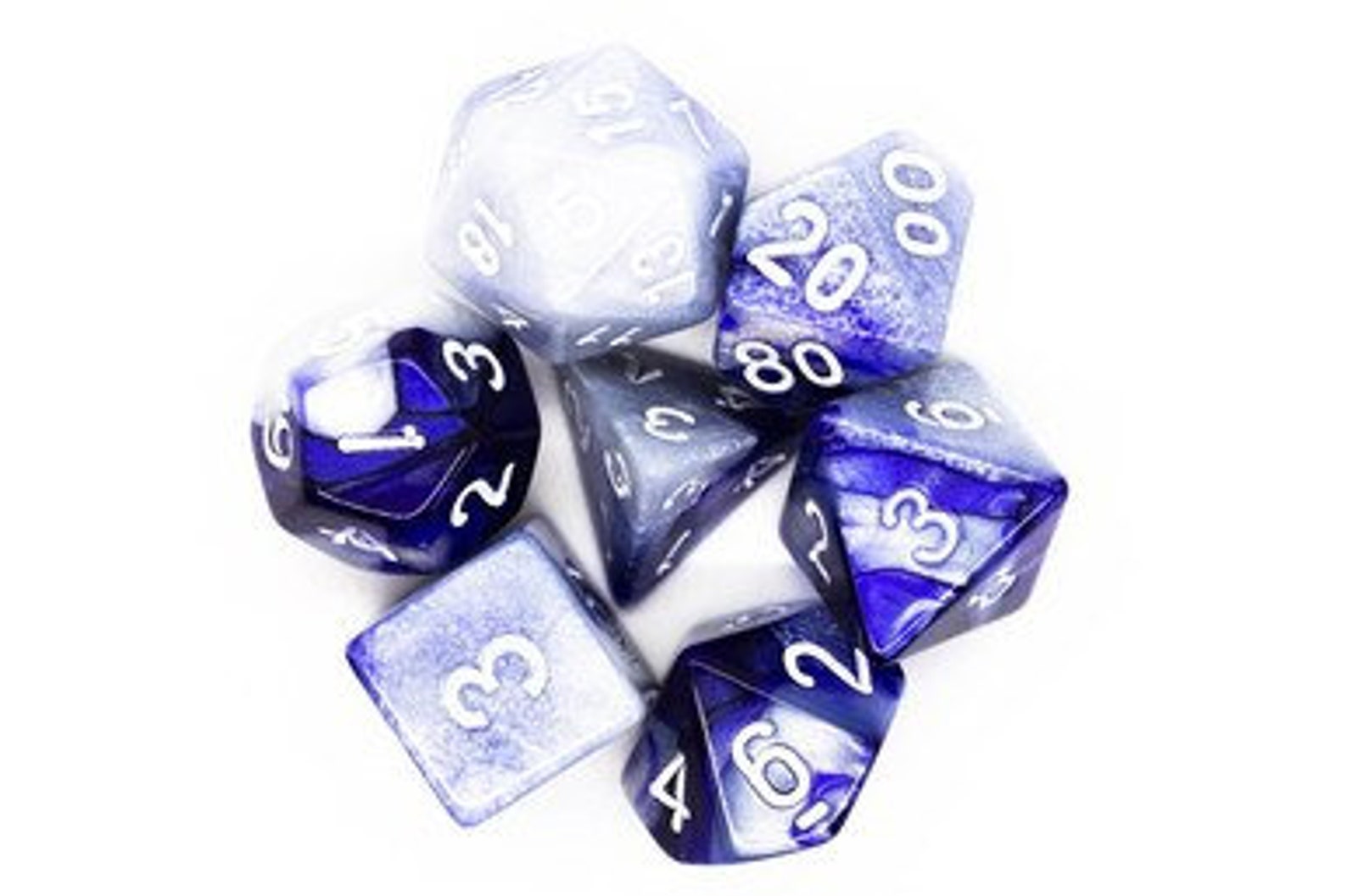 Vorpal - Purple & Grey W/ White 7 Piece Dnd Rpg Dice Set - Etsy