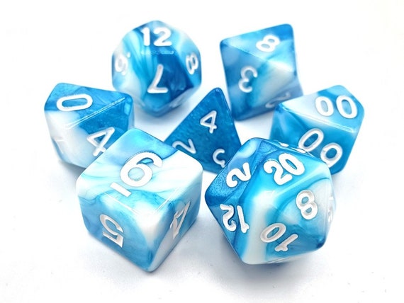 Vorpal Baby Blue & White W/ White Old School 7 Piece Dnd RPG - Etsy