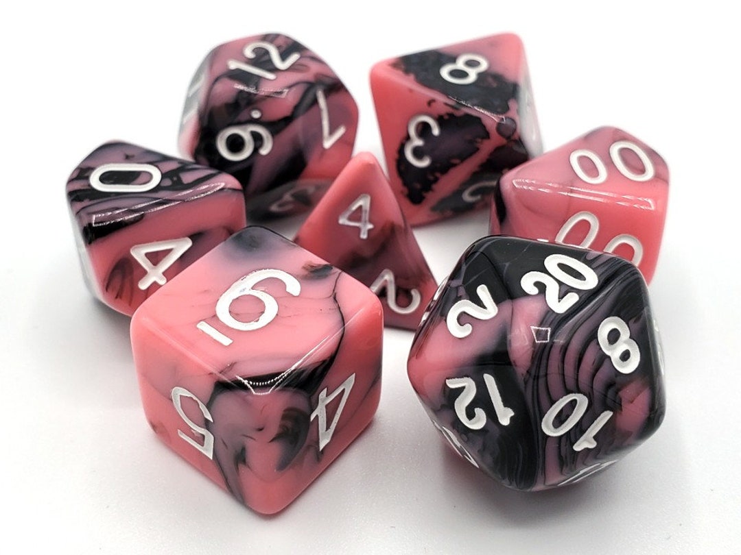 Vorpal - Pink & Black Old School 7 Piece Dnd RPG Dice Set - Etsy