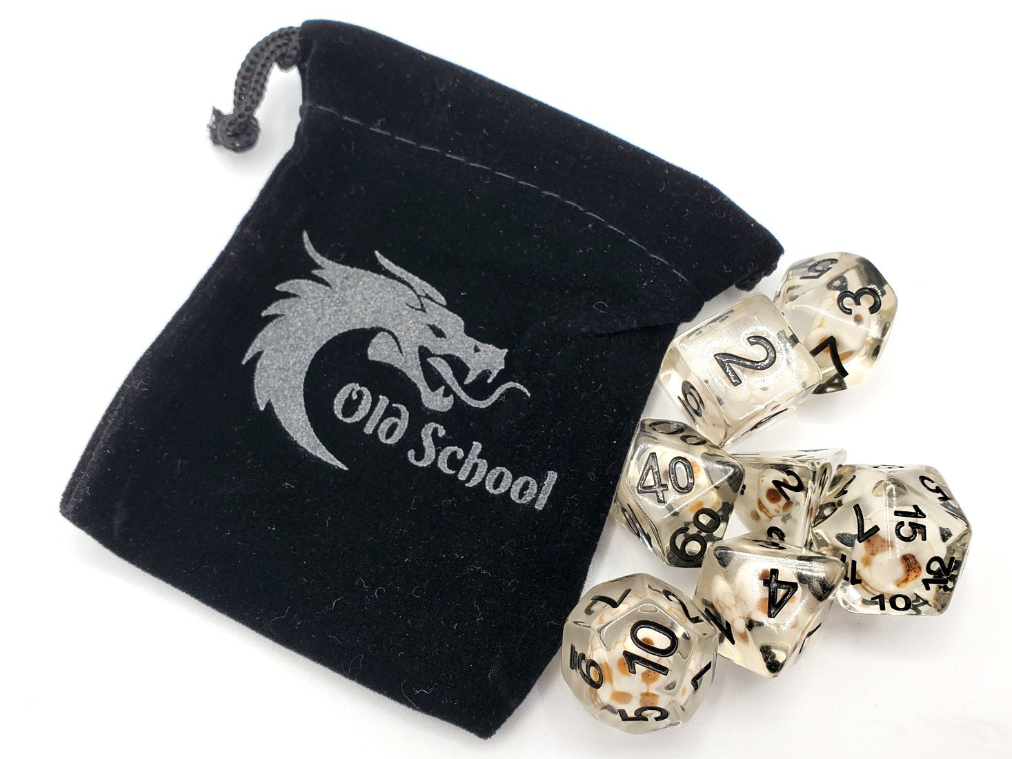 Infused White Skull Old School 7 Piece Dnd Rpg Dice Set - Etsy