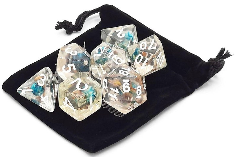 Old School 7 Piece Dnd Rpg Dice Set: Infused Iridescent Blue - Etsy