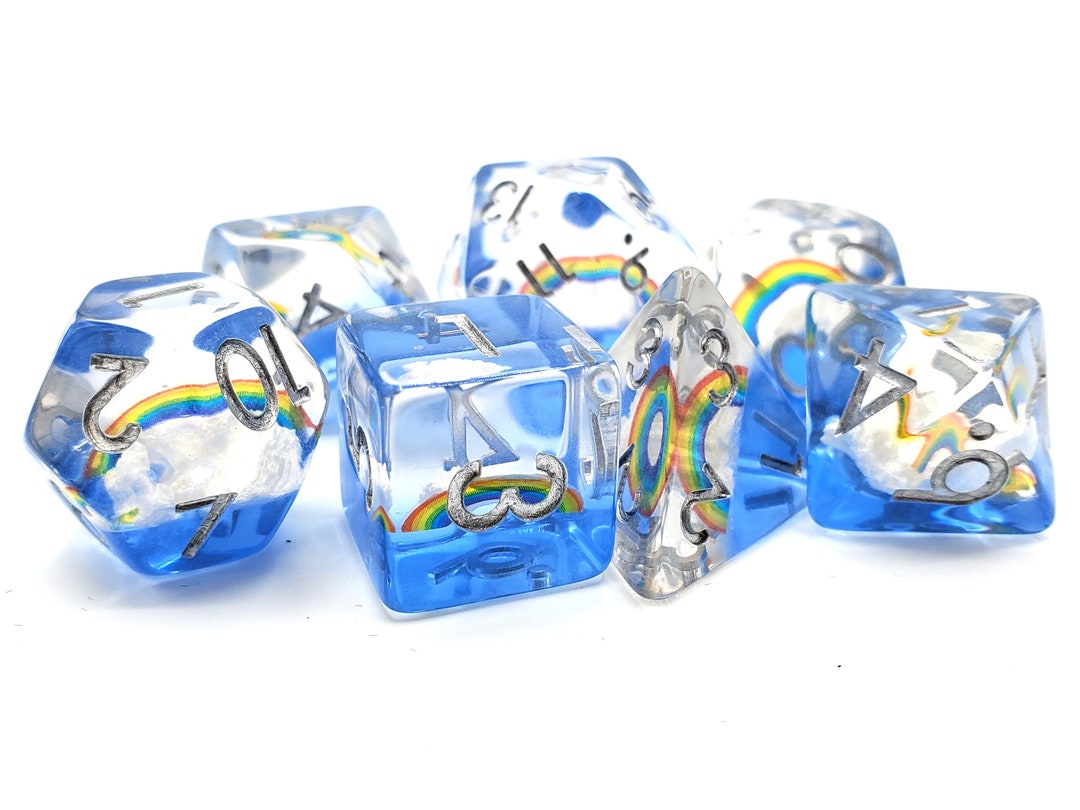 Infused - Rainbow Heaven Cloud Old School 7 Piece Dnd RPG Dice Set - Etsy