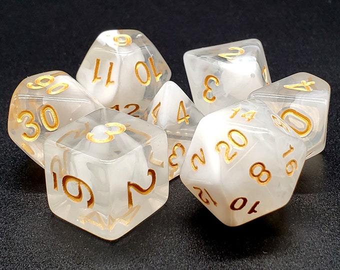 Odyssey - White - Old School 7 Piece Dnd Rpg Dice Set - Etsy