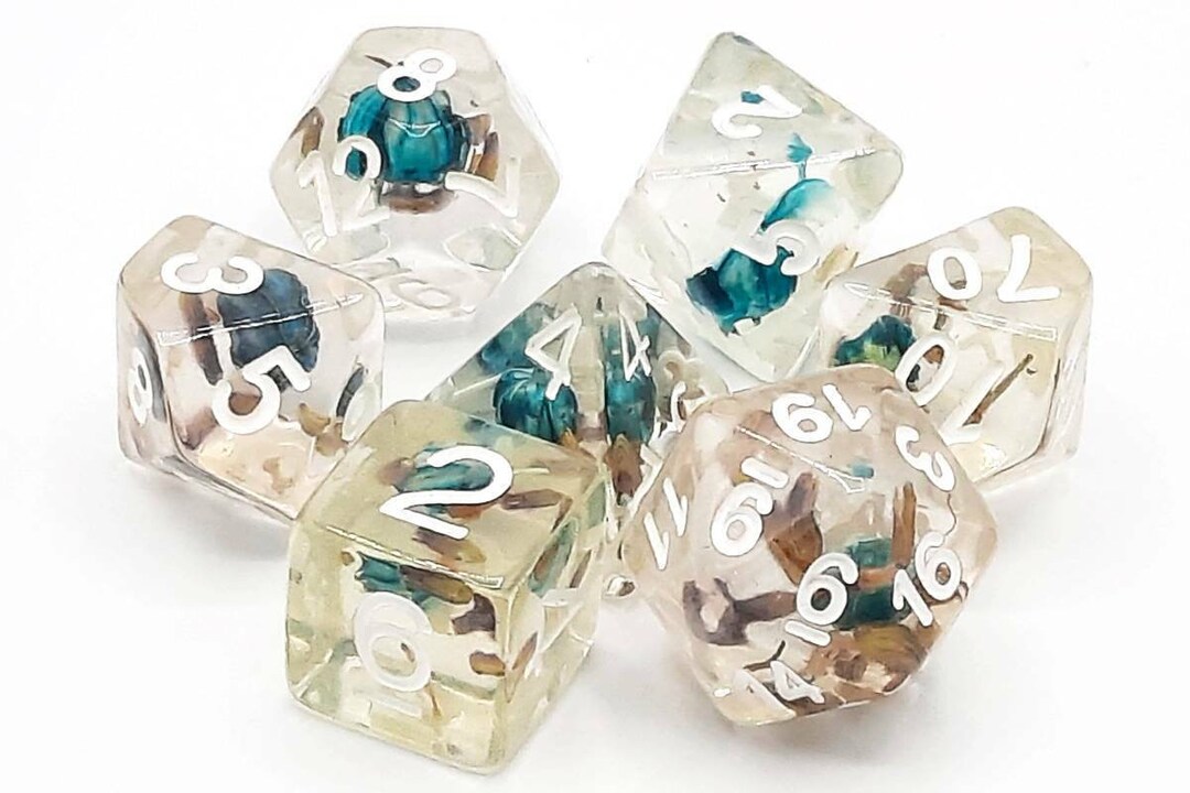 Old School 7 Piece Dnd Rpg Dice Set: Infused Iridescent Blue - Etsy