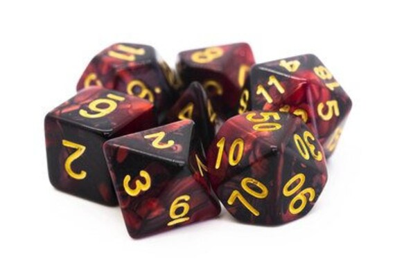 Vorpal Blood Red & Black W/ Gold Old School 7 Piece Dnd Rpg - Etsy