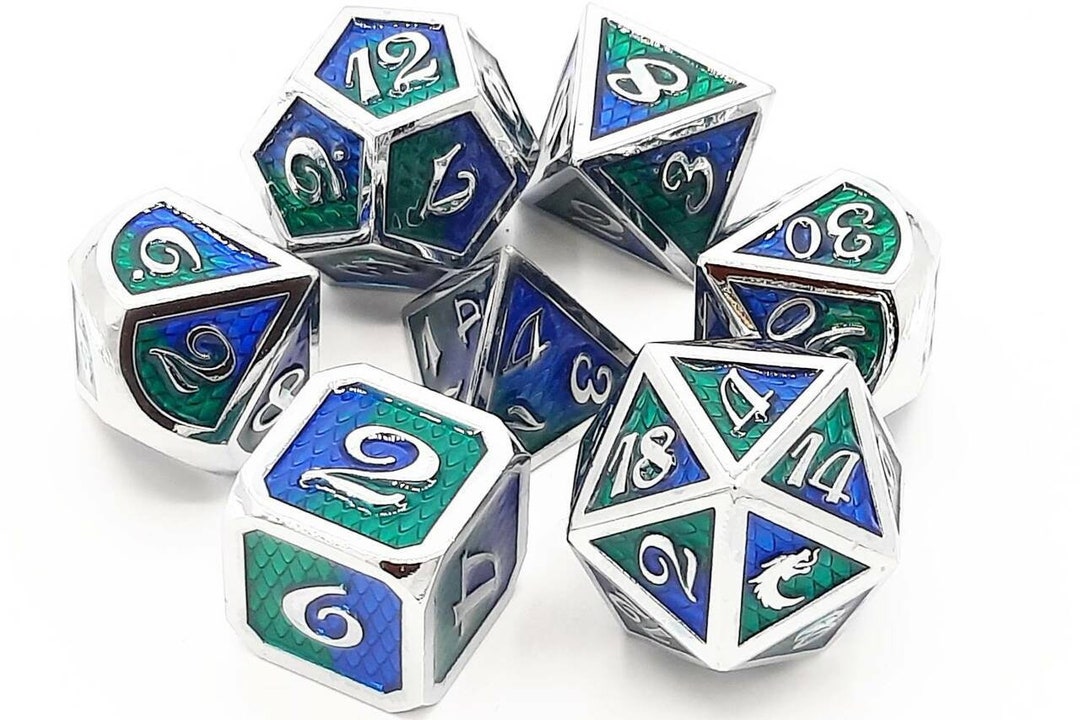Dragon Scale Blue & Green Old School 7 Piece Dnd RPG Metal - Etsy