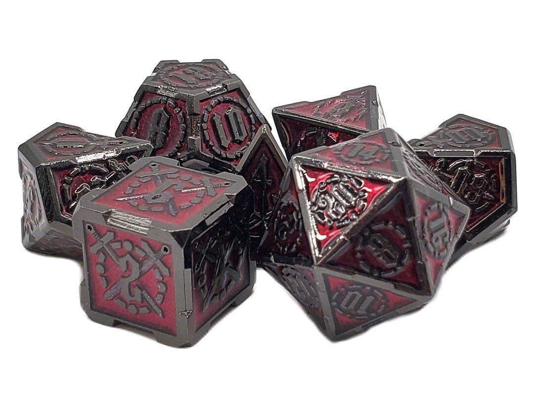 Knights of the Round Table - Red Ruby W/ Black - Old School 7 Piece Dnd ...