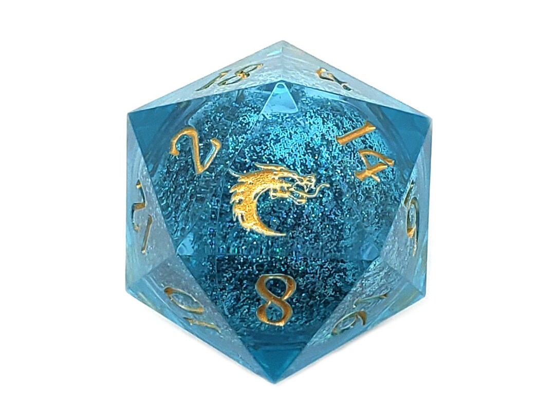 Azure Fury - Sharp-edged Liquid Infused 22mm D20 - Etsy