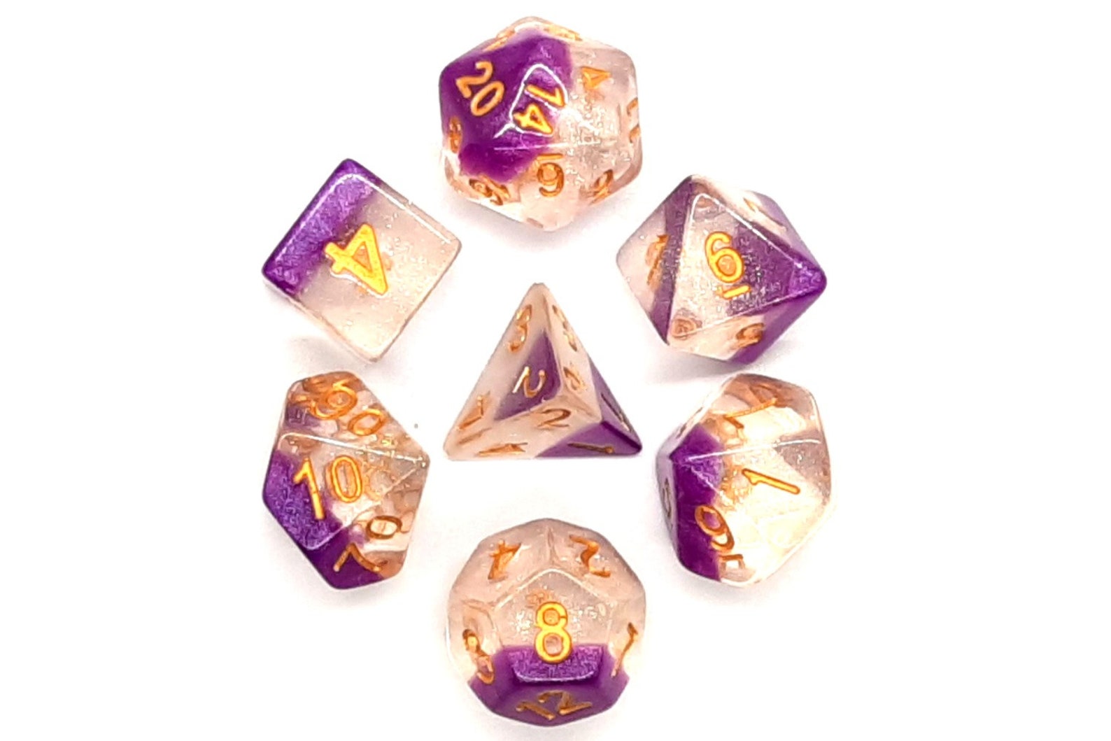 Luminous Purple Snow Cone 7 Piece Dnd Rpg Dice Set - Etsy
