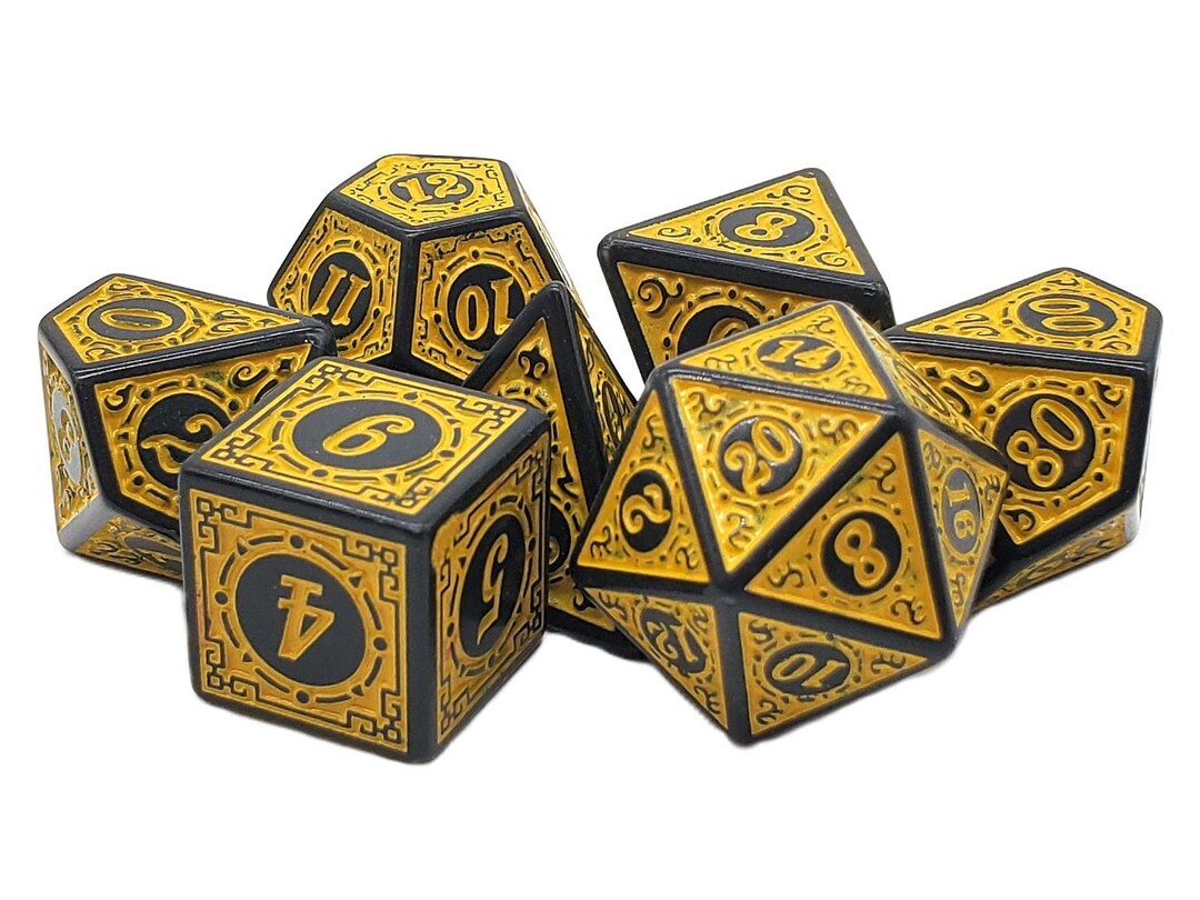 Rune Dice - Magical Runes - Yellow & Black - Old School 7 Piece Dnd RPG ...