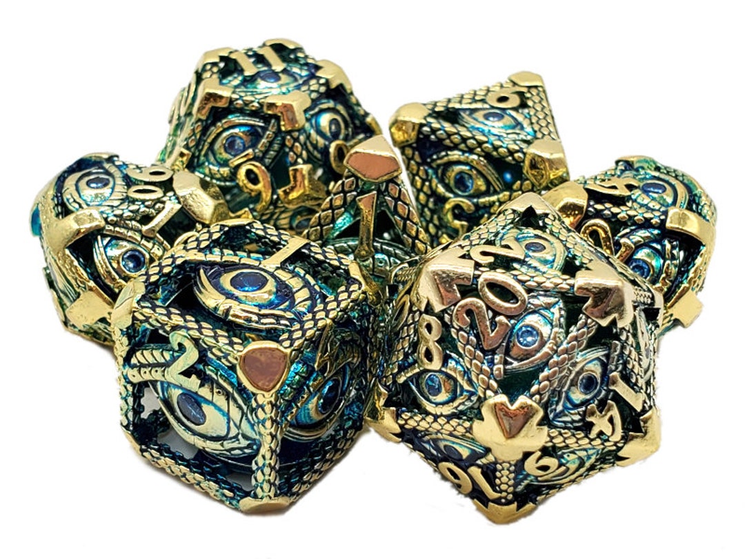 All Seeing Eye - Hollow Metal Dice - Gold W/ Blue Rhinestone - Old ...