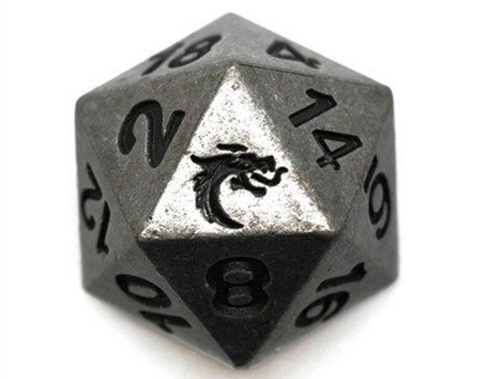 Old School Dnd Rpg Metal D20: Dwarven Forged Archaic Silver - Etsy