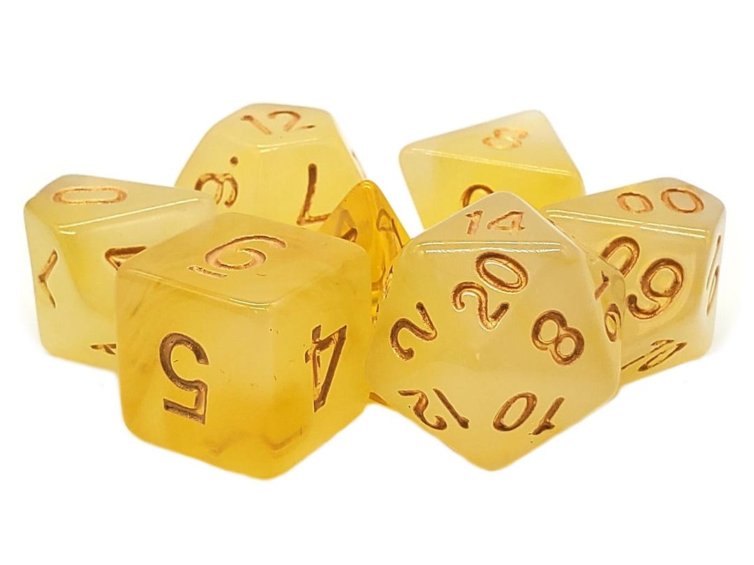 Odyssey - Yellow - Old School 7 Piece Dnd Rpg Dice Set - Etsy
