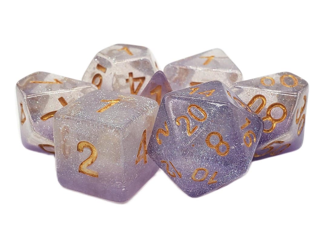 Luminous - Purple Snow Cone 7 Piece Dnd Rpg Dice Set - Etsy