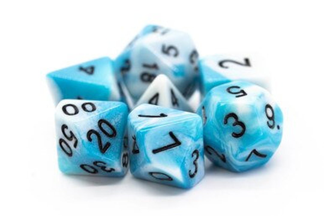 Vorpal - Baby Blue & White W/ Black 7 Piece Dnd Rpg Dice Set - Etsy