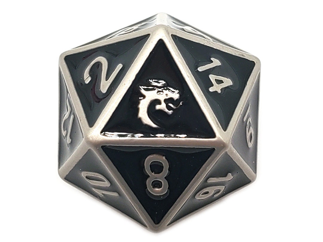 Old School Dnd Rpg Metal D20: Elven Forged - Black W/ Silver - Etsy