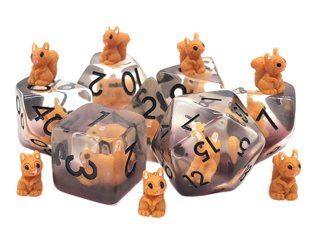 Animal Kingdom - Squirrel - Brown Old School 7 Piece Dnd RPG Dice Set ...