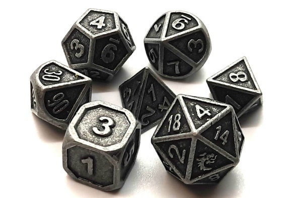 Dwarven Forged Ancient Silver Old School 7 Piece RPG Dnd | Etsy