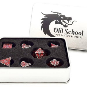 Knights of the Round Table - Red Ruby W/ Black - Old School 7 Piece Dnd ...