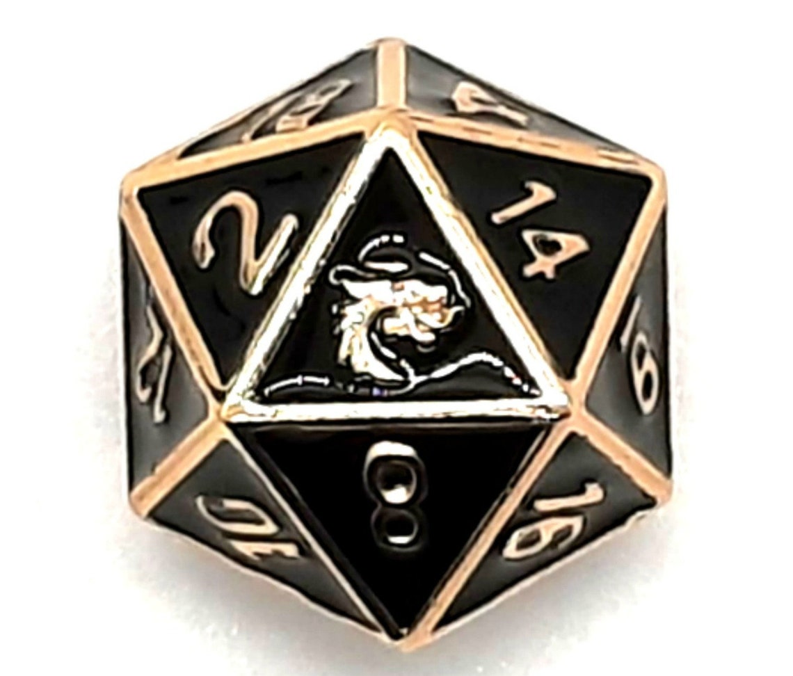 Old School Dnd Rpg Metal D20: Elven Forged Black W/ Gold - Etsy