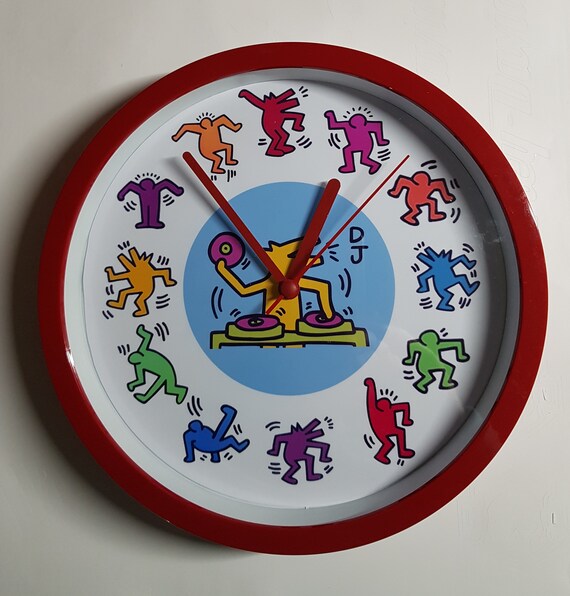 Home Décor Clocks Keith Haring inspired Wall Clock etna.com.pe