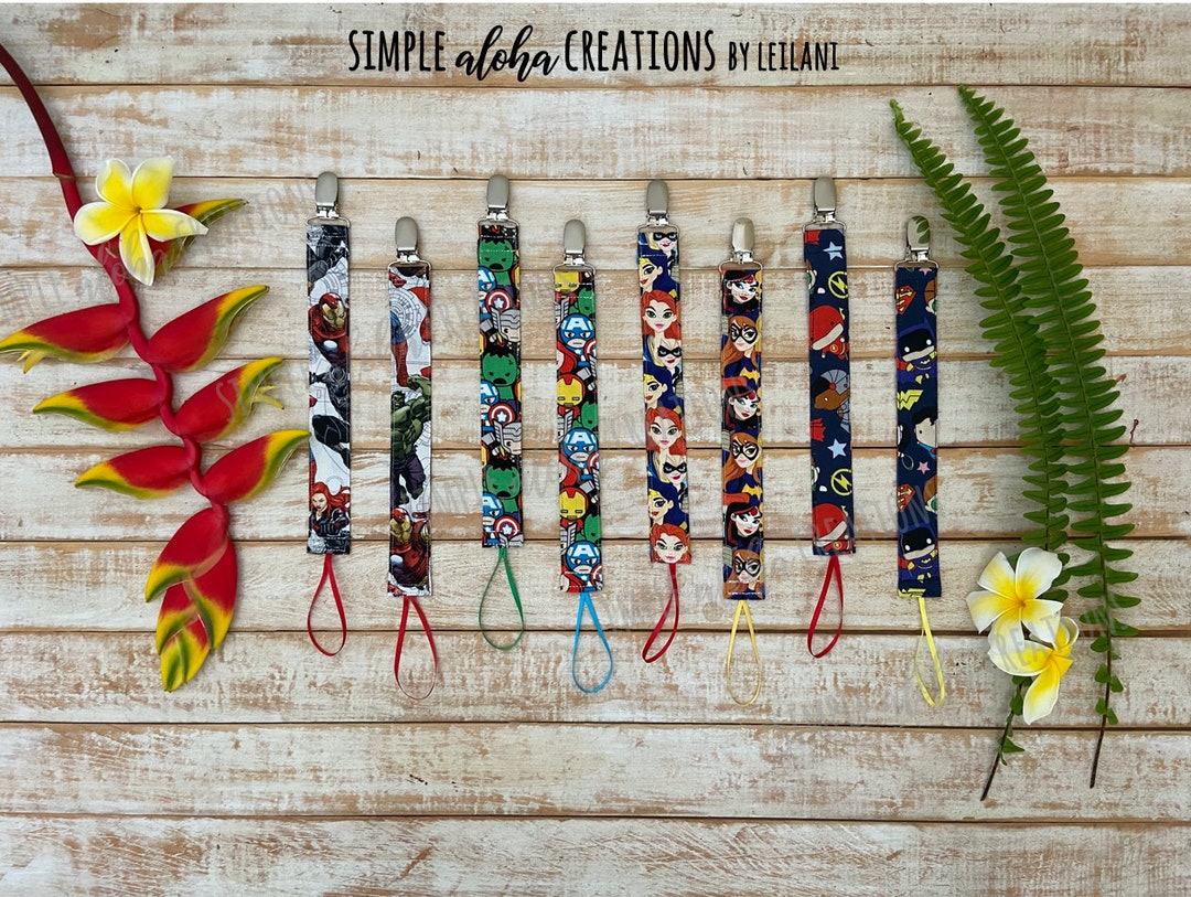 Superhero Designs/ Customized Pacifier Clip / DC Comic Binky Leash ...