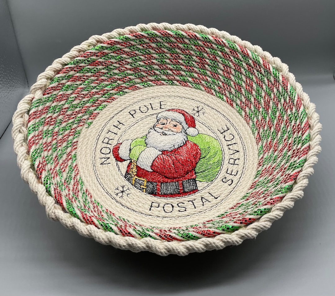 North Pole Postal Service Stamp Rope Bowl - Etsy