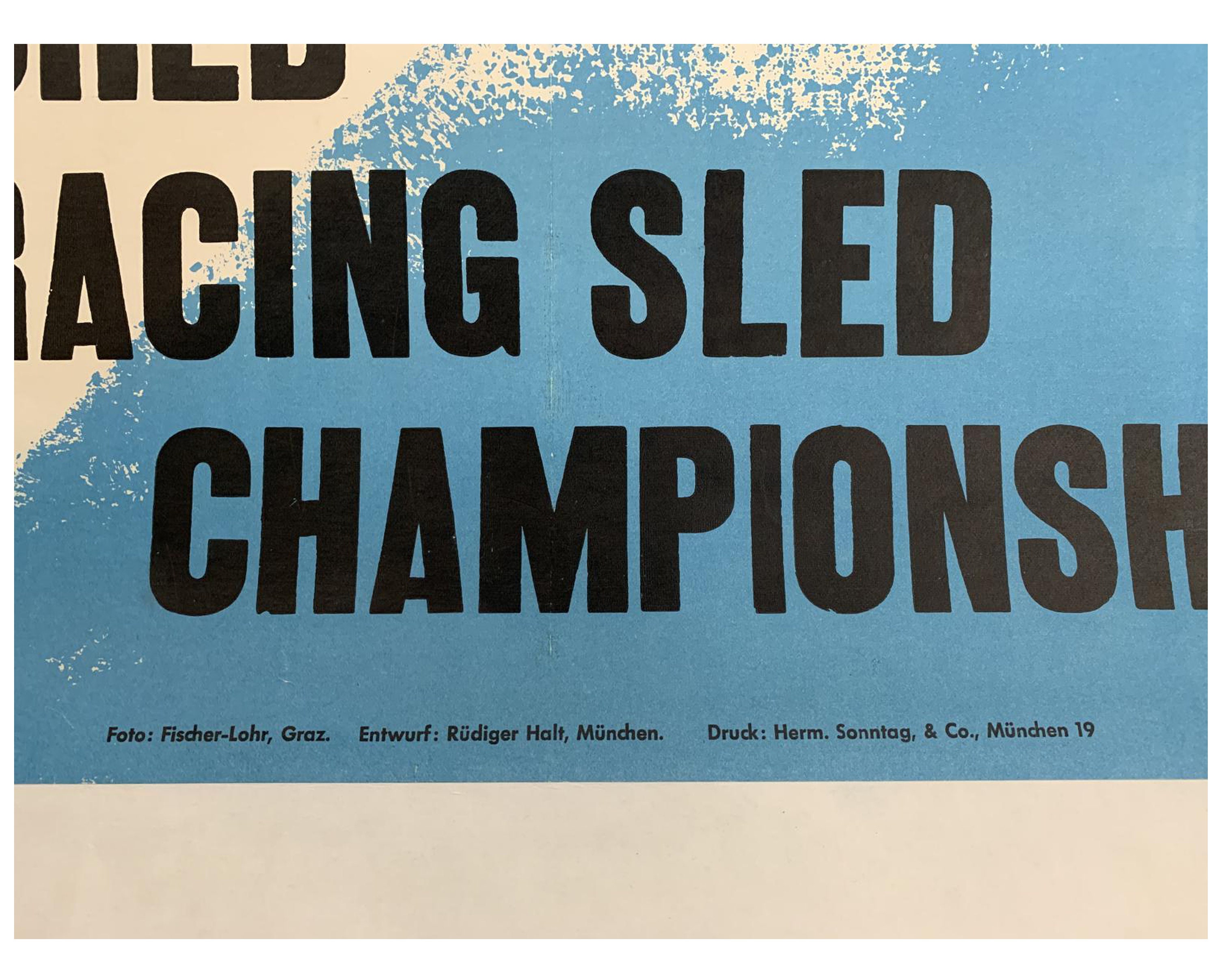 Original Vintage 1960s Racing Sled Championships Poster Perfect Skiing ...