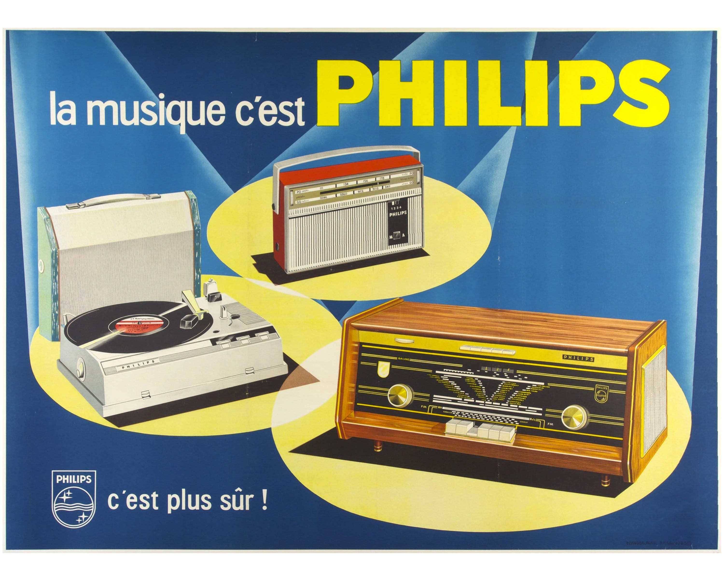Original Vintage 60s French Philips Radio Poster by Éric Castel ...