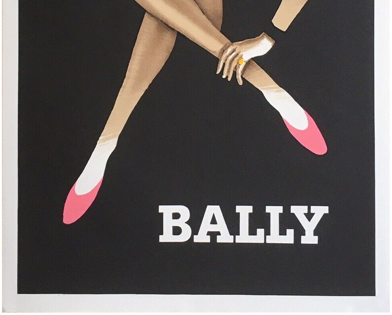 Original Vintage 80s Bally Poster by Bernard Villemot Featuring Belle ...