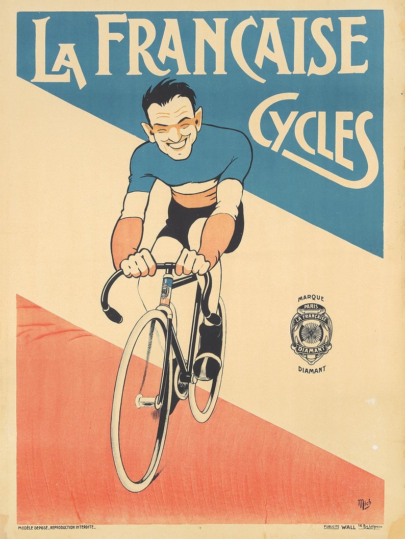 Vintage French Cycling Poster: La Française Cycles, Michel Liebeaux ...