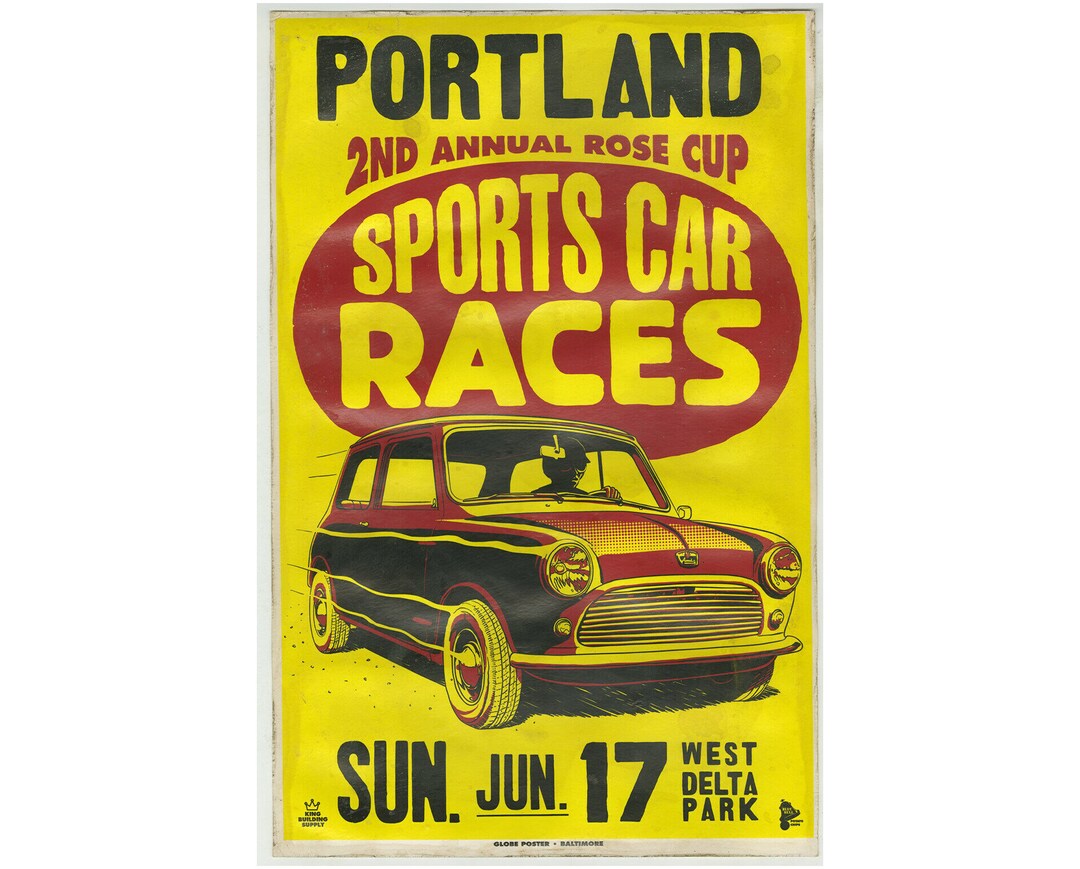 1950s Portland Rose Cup Sports Car Races – Original Globe Poster (11×17 ...