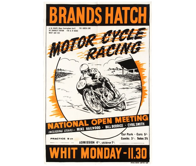 Original Vintage Brands Hatch Motorcycle Racing Poster 1958 ...
