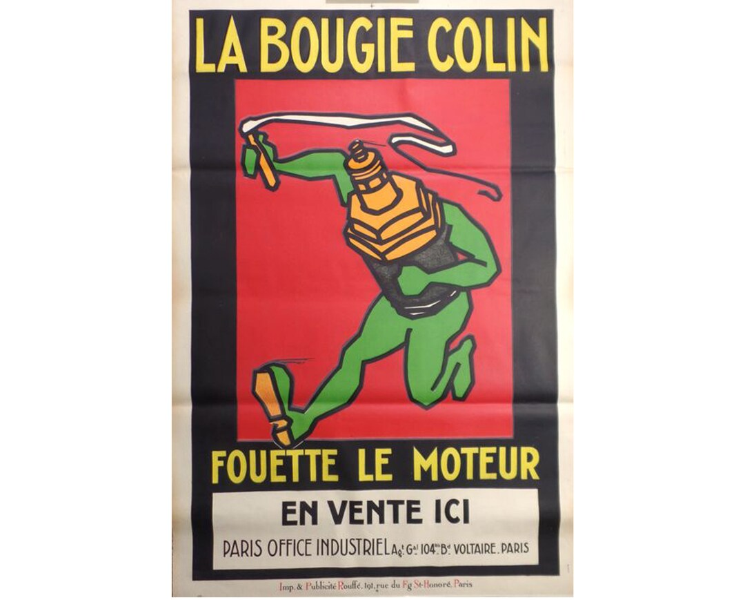 Original 1920s Vintage Bougie Colin Poster, French, Gift for Him, Car ...