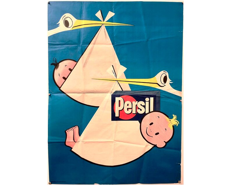 Original Vintage 60s Persil Poster Featuring Stork and Baby French ...