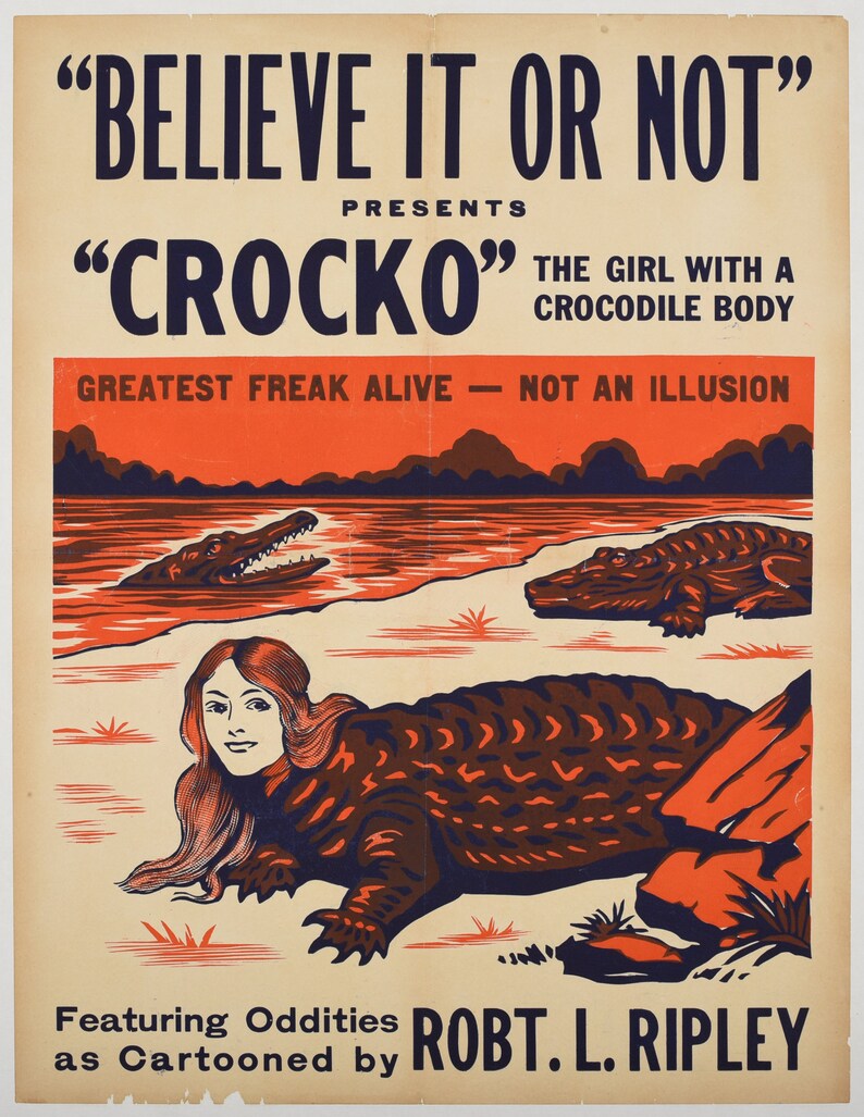 Original Vintage 30s Believe It or Not Oddities Poster by Leroy Robert ...