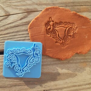 Feminist Polymer Clay Stamp, Female Clay Stamp, Flower Uterus Clay ...