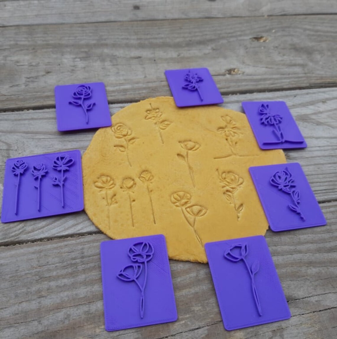 Rose embosser Line art embosser Flower texture stamp Polymer | Etsy