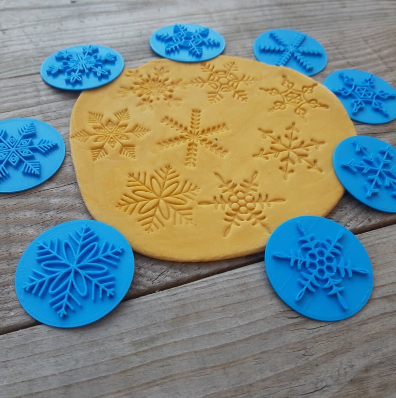 Snowflake Stamp for Clay Pottery Snowflakes Round Stamp - Etsy