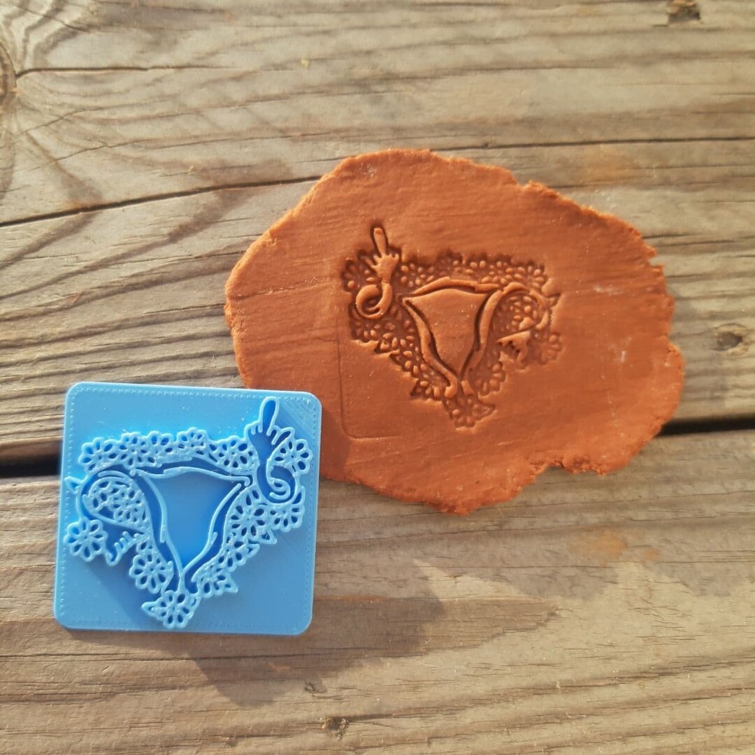 Feminist Polymer Clay Stamp, Female Clay Stamp, Flower Uterus Clay ...