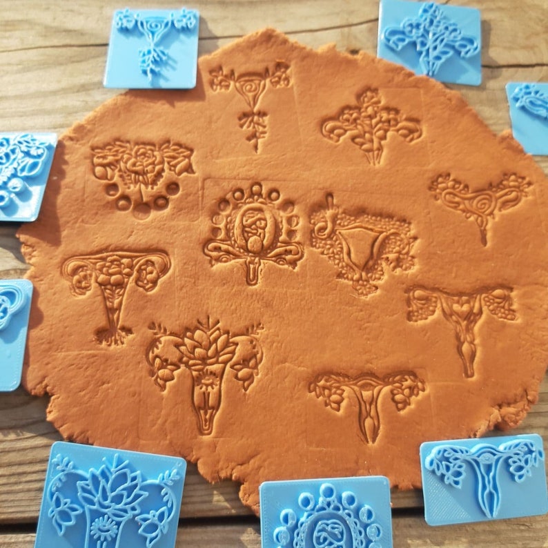 Female clay stamp bohemian feminist polymer clay stamp | Etsy