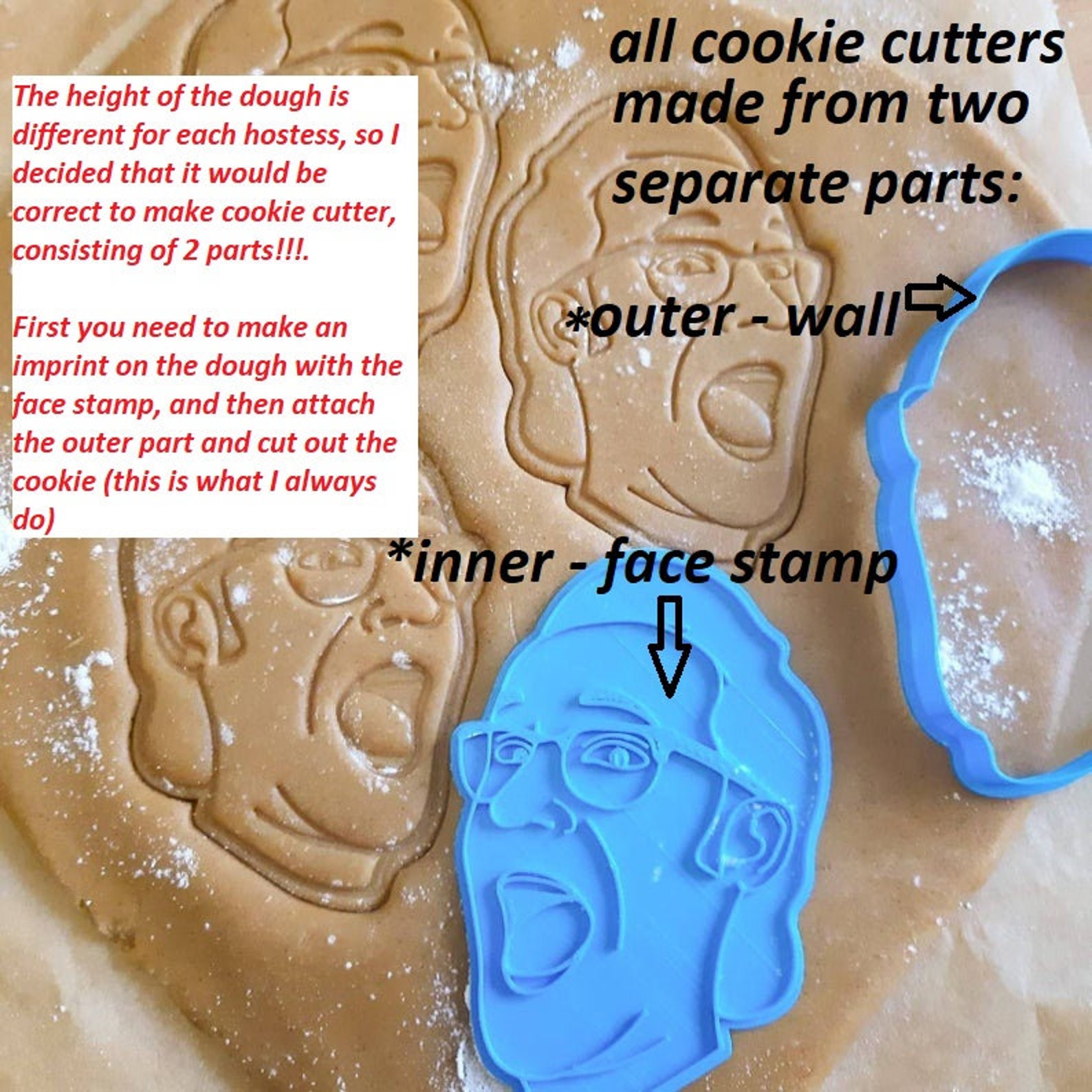 Custom Face Cookie Cutter Face on a Cookie Face Cookie - Etsy